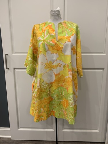 Vintage Key West Fashions 60s Floral Caftan Sun Dress M / L Pool Party ...