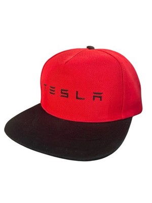 Tesla Logo Baseball Cap Hat Snapback Adjustable OSFM Red Black | eBay