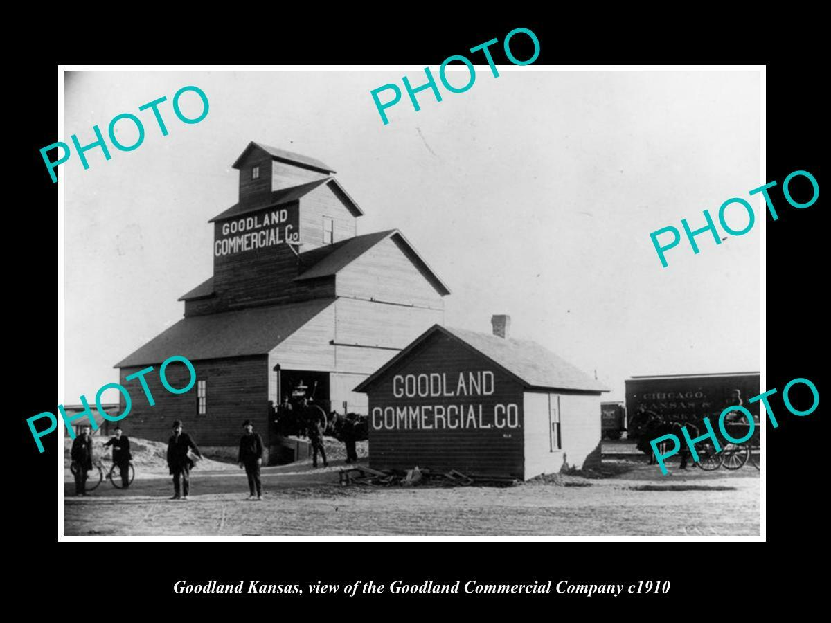 OLD POSTCARD SIZE PHOTO OF GOODLAND KANSAS THE GOODLAND COMMERCIAL Co ...