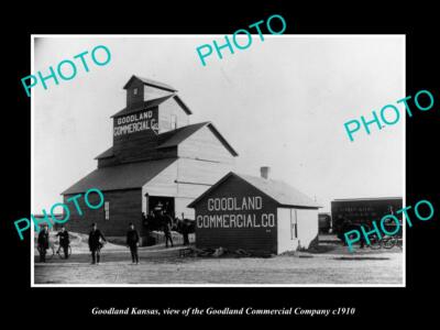 OLD POSTCARD SIZE PHOTO OF GOODLAND KANSAS THE GOODLAND COMMERCIAL Co ...