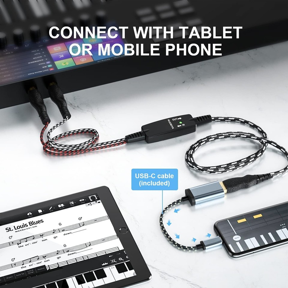 USB to MIDI Cable 6.5Ft, USB MIDI Interface Adapter,MIDI to USB Cable ...