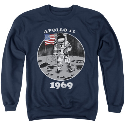 NASA Apollo 11 Sweatshirt Man on the Moon Navy Pullover | eBay