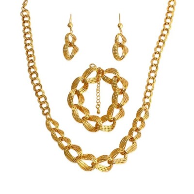 18k Layered Real Gold Filled Set Necklace Bracelet earrings | eBay