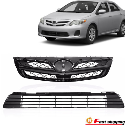 For 2011 2012 2013 Toyota Corolla Front Bumper Upper&Lower Grille Set ...