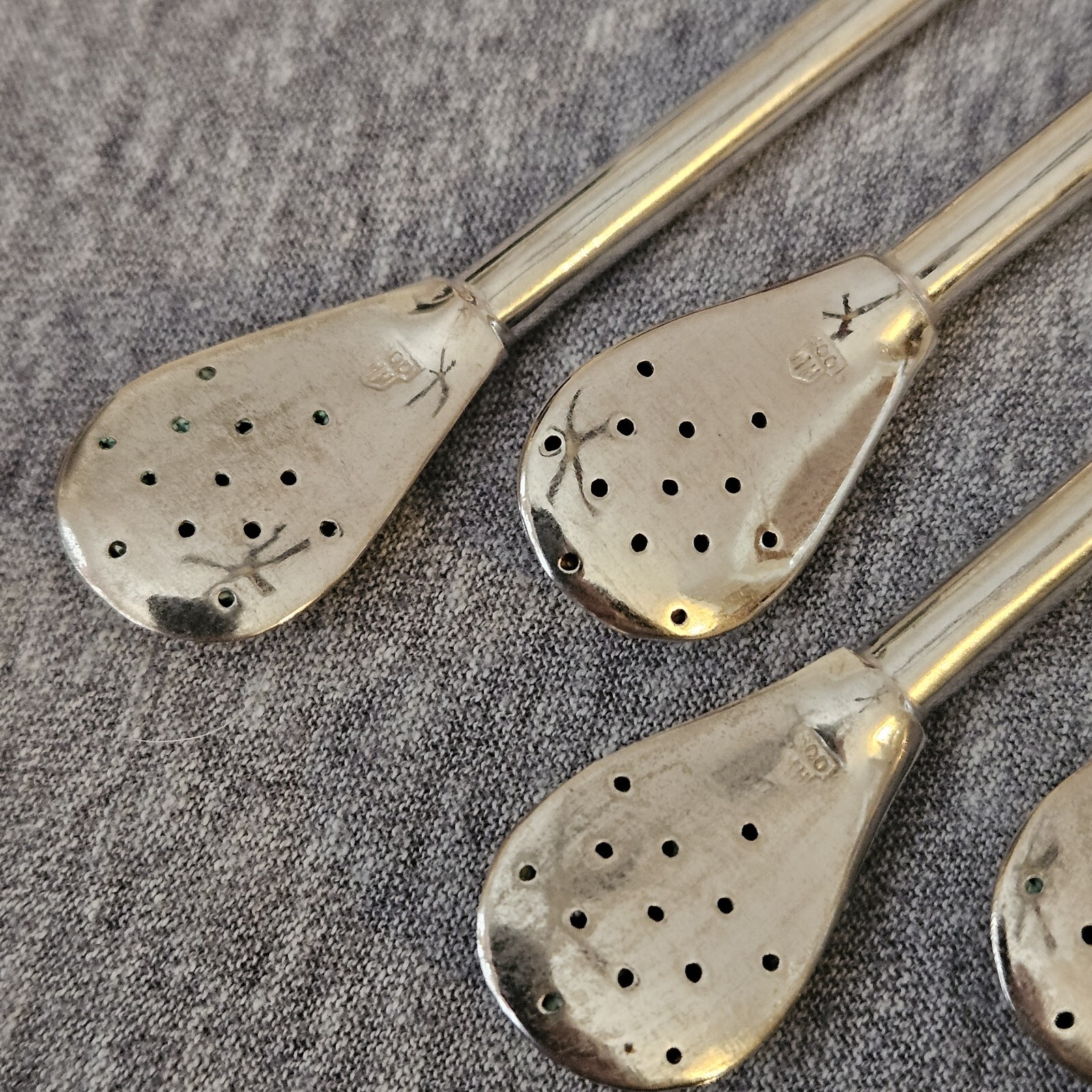 Set of 5 Vintage Silver Bombilla Yerba Mate Tea Straw Strainer MM 800 ...