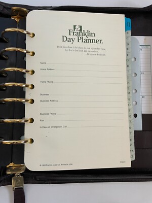 Franklin Covey Quest 7 Ring Classic Planner Binder Blk Leather with ...