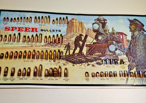 TRAIN Steam Engine -Laying Track- SPEER -3-D Chart OLD TIN WESTERN SIGN ...