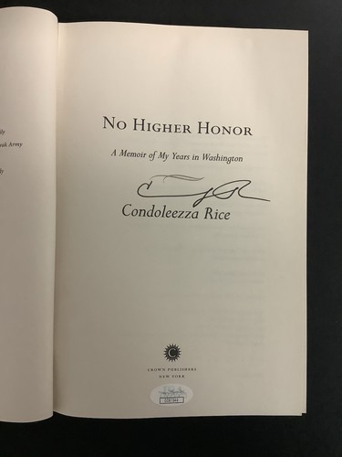 Condoleezza Rice Signed Book No Higher Honor Secretary Of State HCB 1st ...