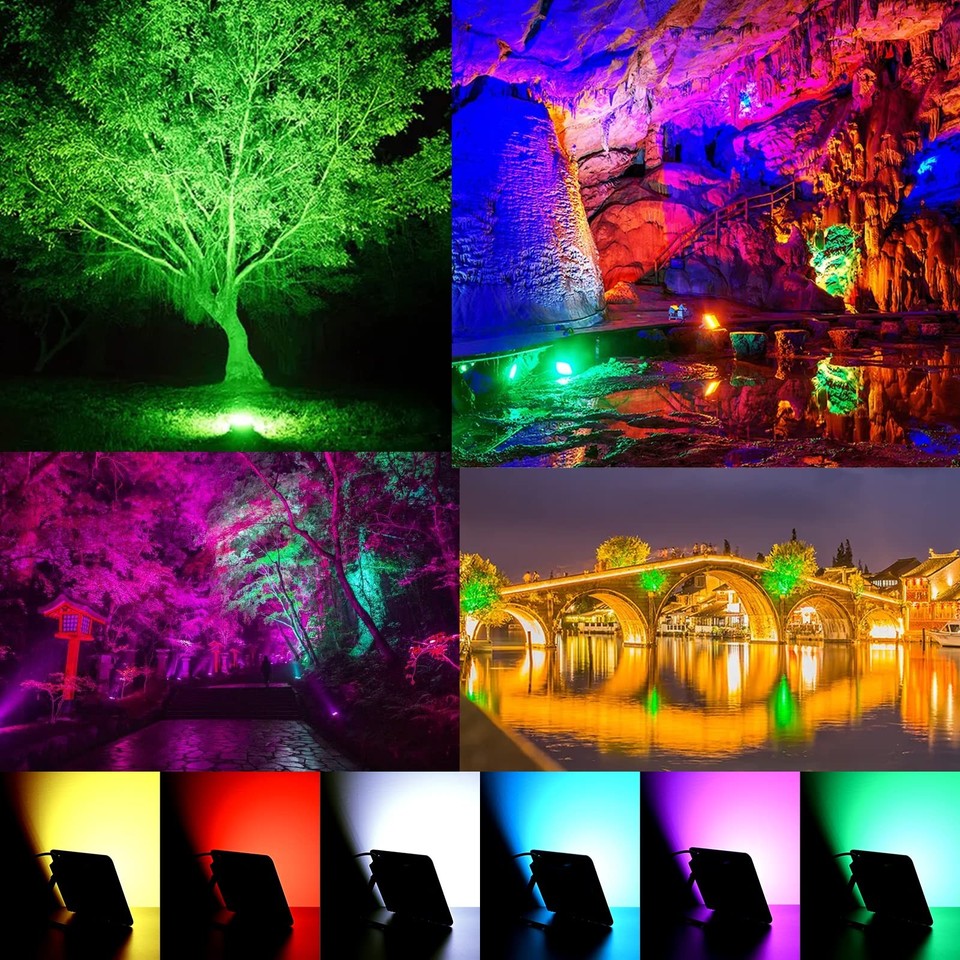 20W RGB LED Outdoor Luminaires - 3x4 Size IP68 Waterproof Plug-in Lamp ...