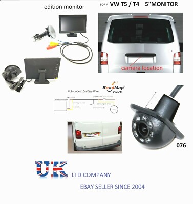 reverse parking camera kit 5 inch monitor for volkswagen transporter T5 ...