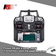 FLYSKY FS-i6 2.4GHz 6 Channels RC Transmitter and Receiver - Black for ...