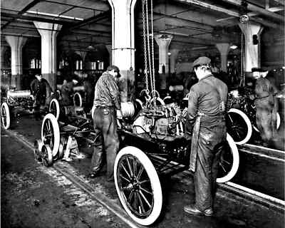 1920s FORD MODEL T Factory ASSEMBLY LINE Detroit Classic Car Picture ...