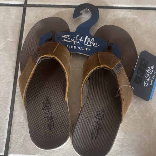 Boys Leather Youth Salt Life Flip Flops - New | eBay