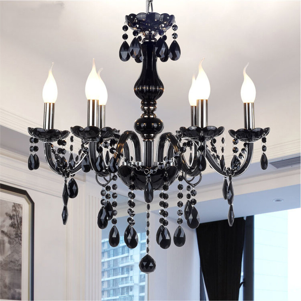 Elegant Crystal Chandelier Modern 6 Ceiling Light Lamp Pendant Fixture ...
