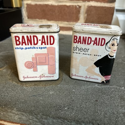 2 Vintage 1950s Johnson & Johnson Band-Aid Sheer Strips Tin Box Lady ...