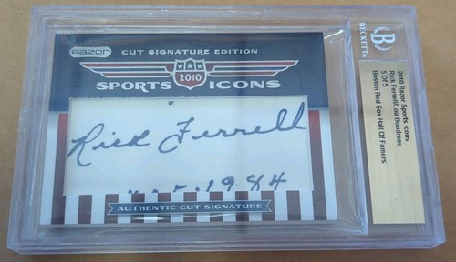 LOU BOUDREAU & RICK FERRELL 2009 Leaf Razor Icons Cut Signature ...