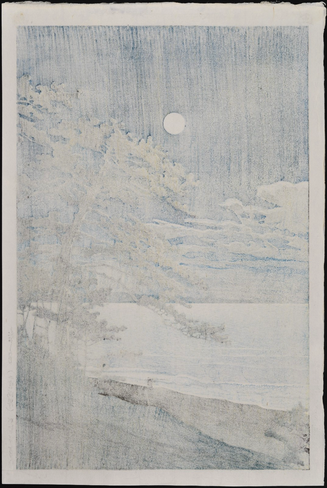 Kawase Hasui "Spring Moon at Ninomiya Beach" Antique Woodblock Print | eBay