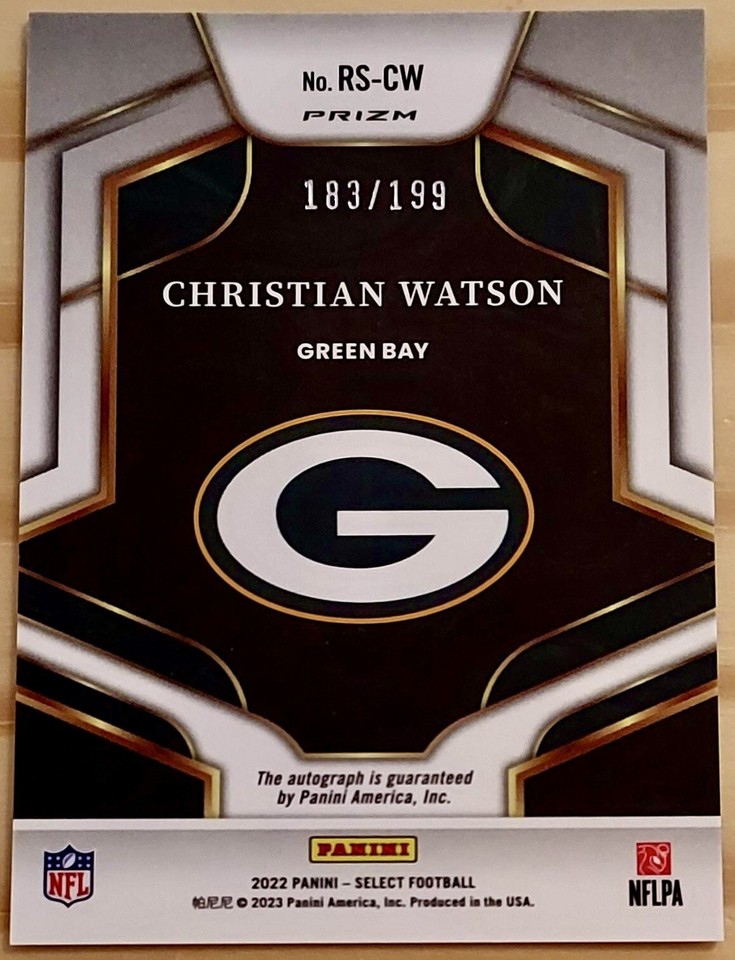 2022 PANINI SELECT CHRISTIAN WATSON SILVER ROOKIE PRIZM AUTO RS-CW /199 ...