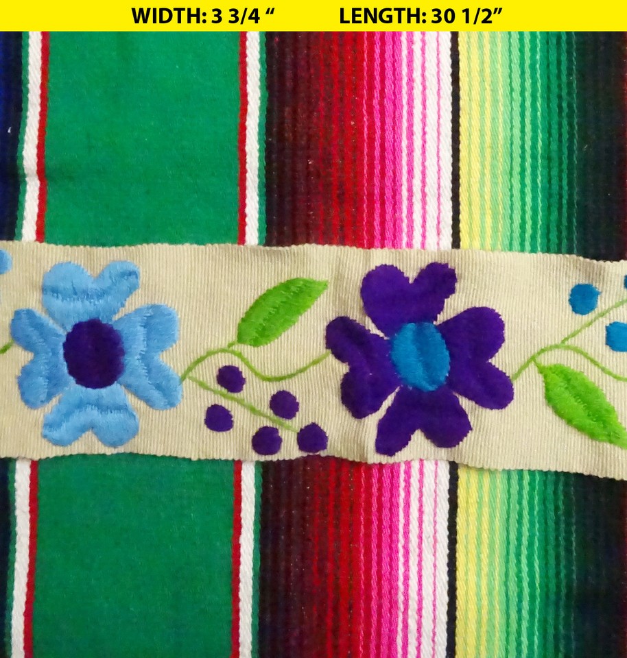 Handmade Mexican Embroidered Sash from Chiapas Zinacantan | eBay