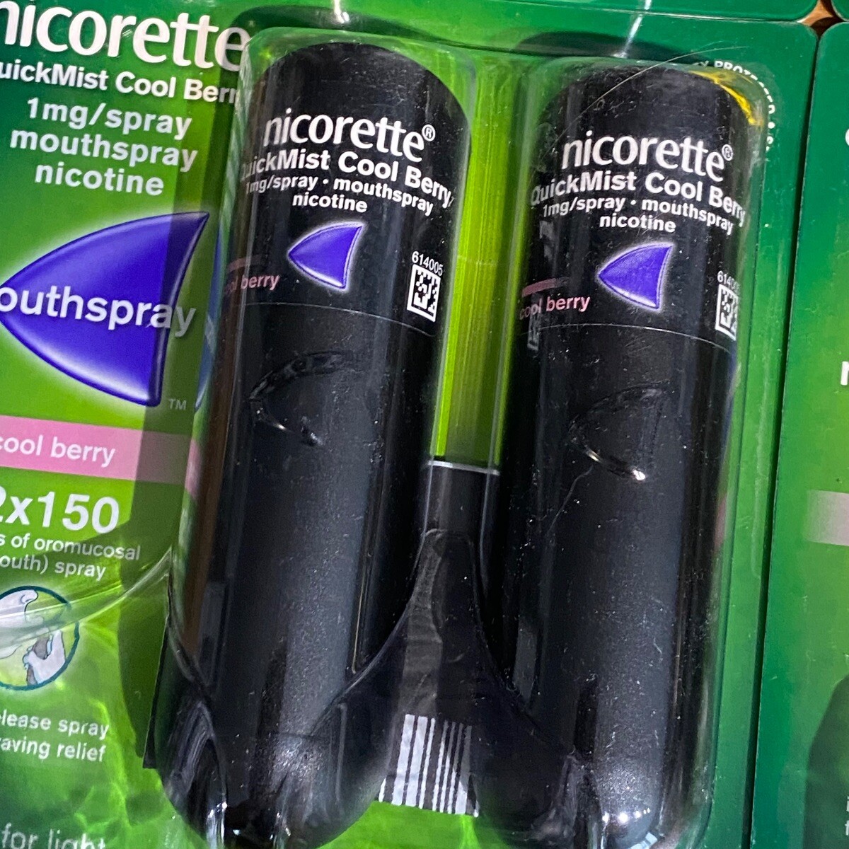 4 x Nicorette Quickmist Cool Berry Mouthspray 8 x 150 Sprays Nicotine ...