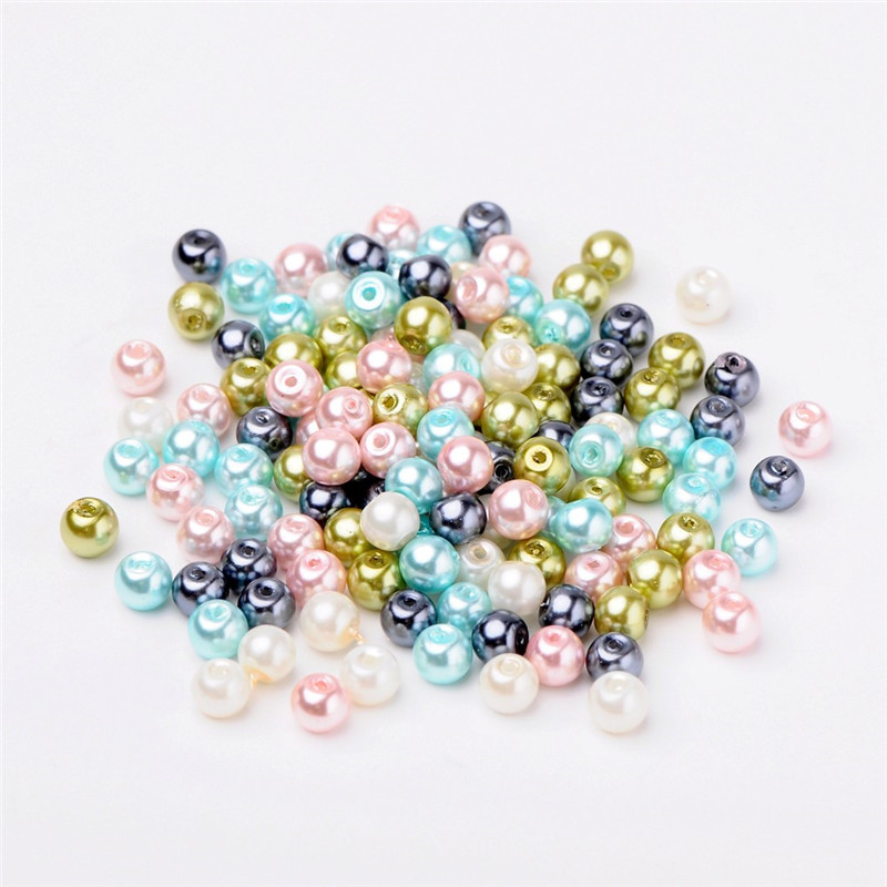 1 Bag Pearlized Glass Pearl Beads Mixed Color 6mm, Hole: 1mm; about ...