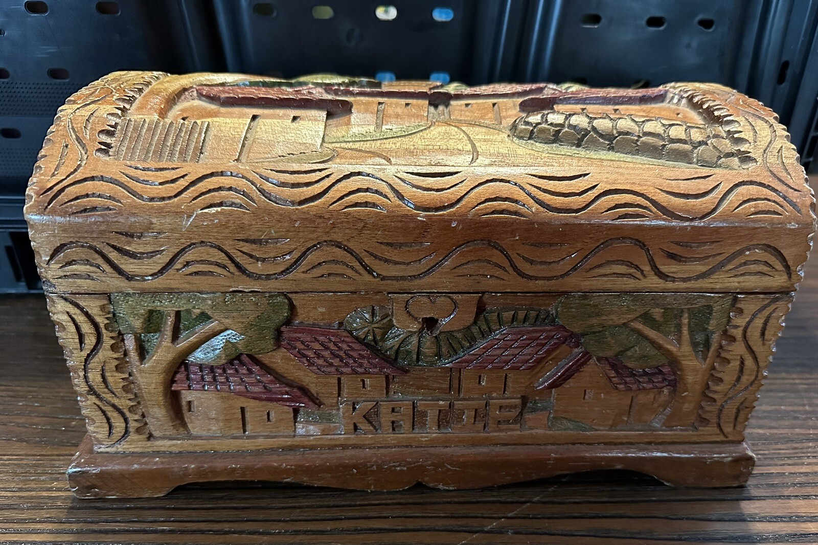 Vintage Hand Carved Wooden Asian Chinese Wood Box Chest | eBay