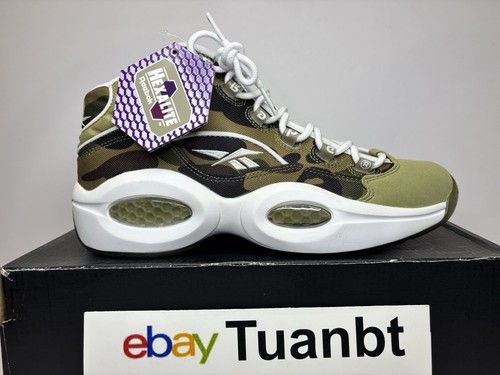 BRAND NEW BAPE × Reebok Question Mid MITA 1st Classic Camo Green BD4232 ...