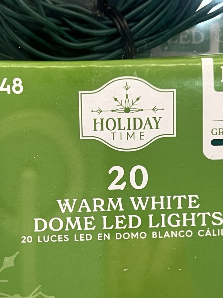 4 x 20 Warm White LED Dome Lights Green Wire Battery Operated string ...
