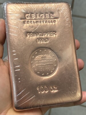 100 Oz Copper Bar - Geiger Poured, .9999 Fine Sealed | eBay