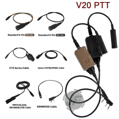 FCS Tactical Headset Comtac III RAC Radio Connector V20 PTT KN6 U174/U ...