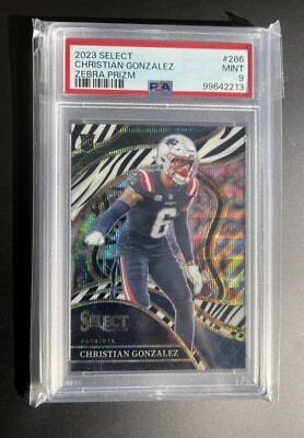 2023 Select #286 Christian Gonzalez Zebra Prizm PSA 9 SSP Rookie Card ...