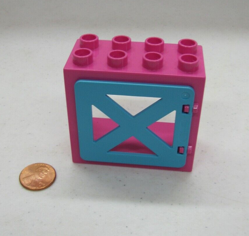 Lego DUPLO HOT PINK & AZURE BLUE BARN WINDOW PANE DOOR UNIT Building ...