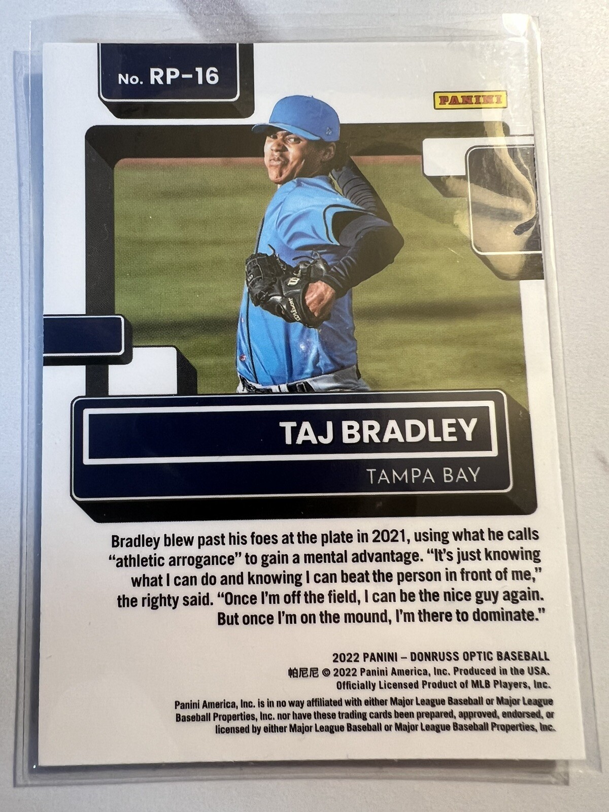 Taj Bradley 2022 Donruss Optic Rated Prospect Tampa Bay Rays #RP-16 | eBay