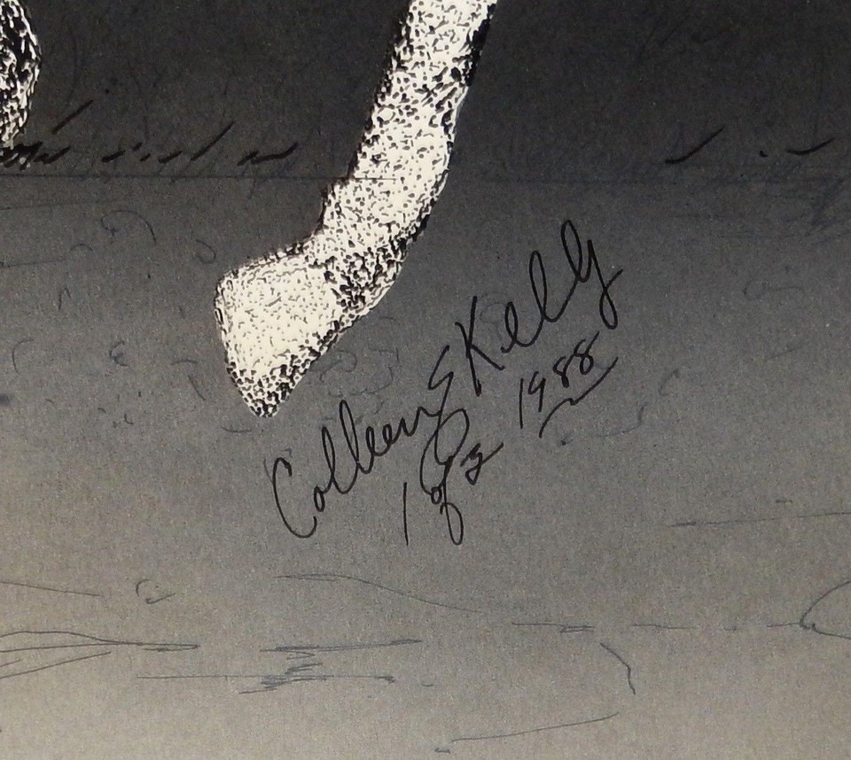 COLLEEN SKELLY "DUKE #9" HORSE RACING TRACK ORIGINAL BLACK INK PAINTING ...