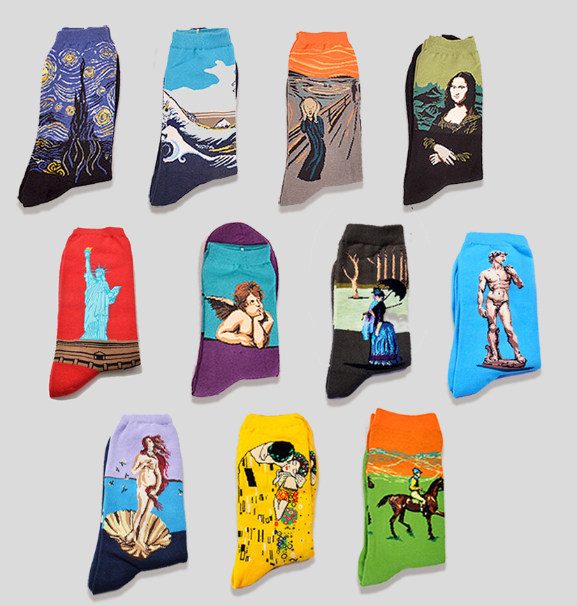 Famous Painting Socks Funky Quirky Unique Hipster Style Designs EU38-41 ...