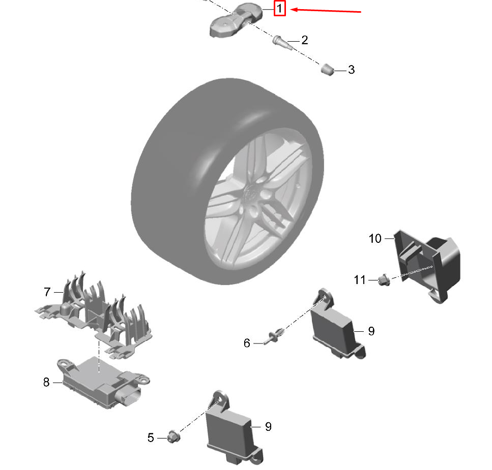 Porsche Panamera 970 Tire Pressure Monitoring Sensor 7pp907275g Genuine ...