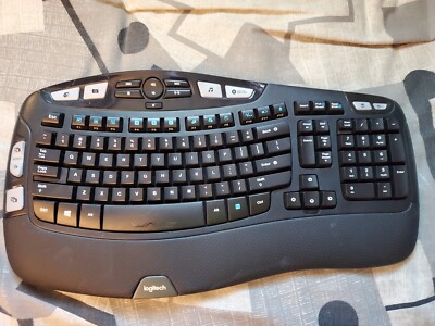 Logitech K350 Ergonomic Full-size Wireless Keyboard Black no receiver ...