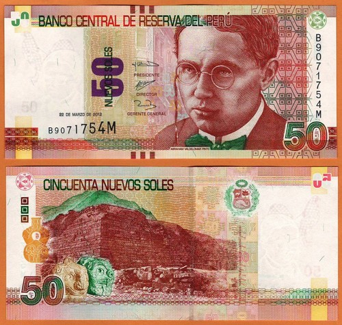PERU 2012 UNC 50 Peruvian Nuevos Soles Banknote Paper Money Bill P- 189 ...