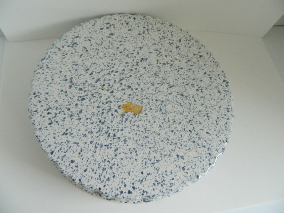 large Ceramic Fluted Outside Quiche Dish Baking Pan Spatterware Blue 11 ...