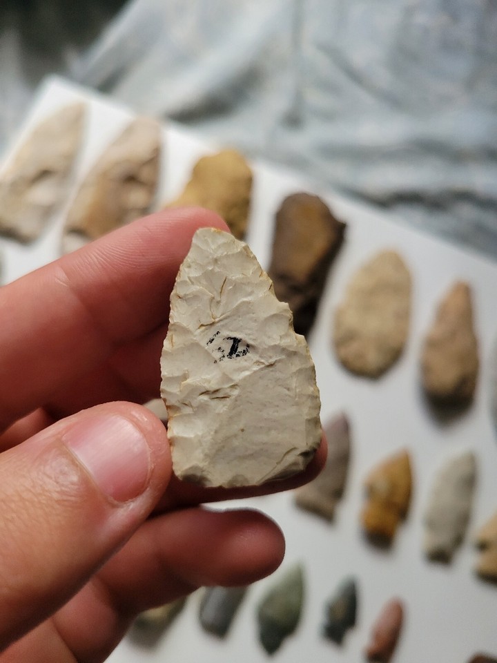 Indian Artifact Collection Lot Arrowheads Bannerstone Tools Clovis ...