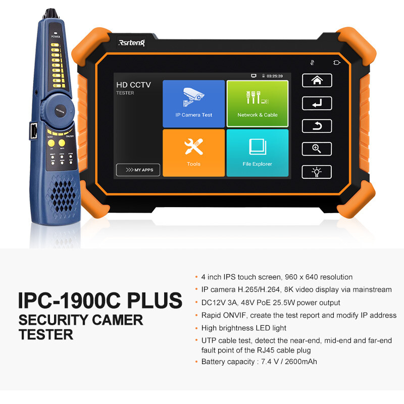 Rsrteng IPC-1900C Plus 8K CCTV IP Camera Tester 4" Monitor WIFI PoE ...