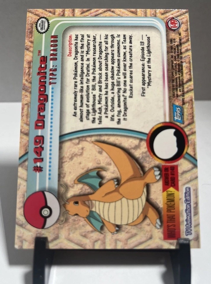 Pokémon TOPPS TV Animation Edition Dragonite #149 Holo Foil Blue Logo ...