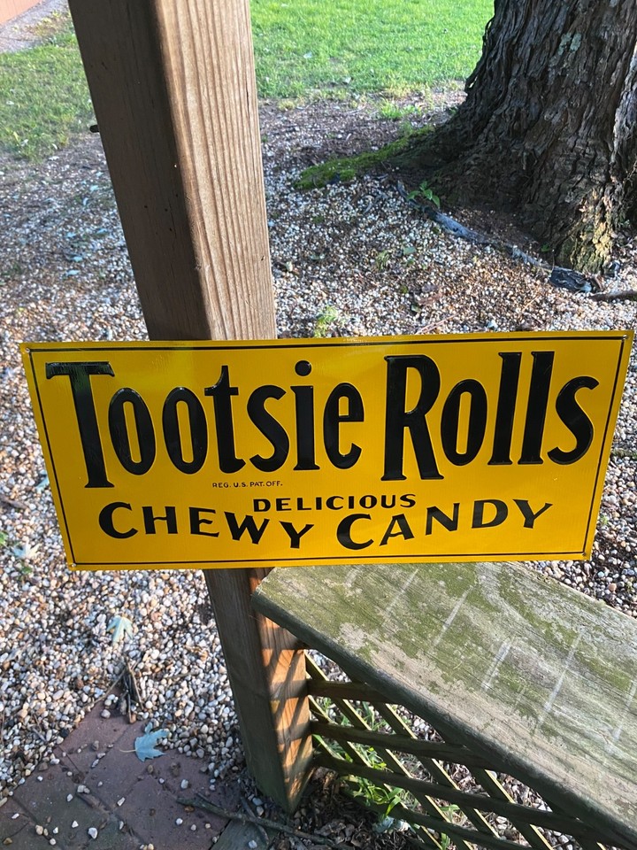 Vintage Metal TOOTSIE ROLLS CHEWY CANDY METAL TIN SIGN 20" x 9" | eBay
