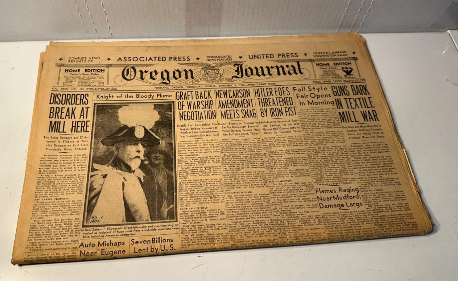 1934 Sep 5 Newspaper: Oregon Journal : Hitler Foes Threatened by Iron ...