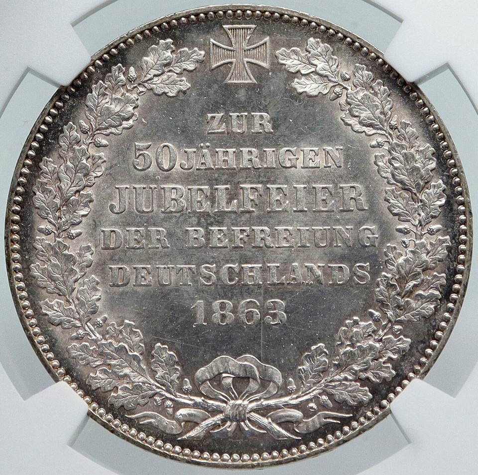 1863 BREMEN GERMAN FREE STATE 50Yrs Liberation ANTIQUE Silver Thaler ...