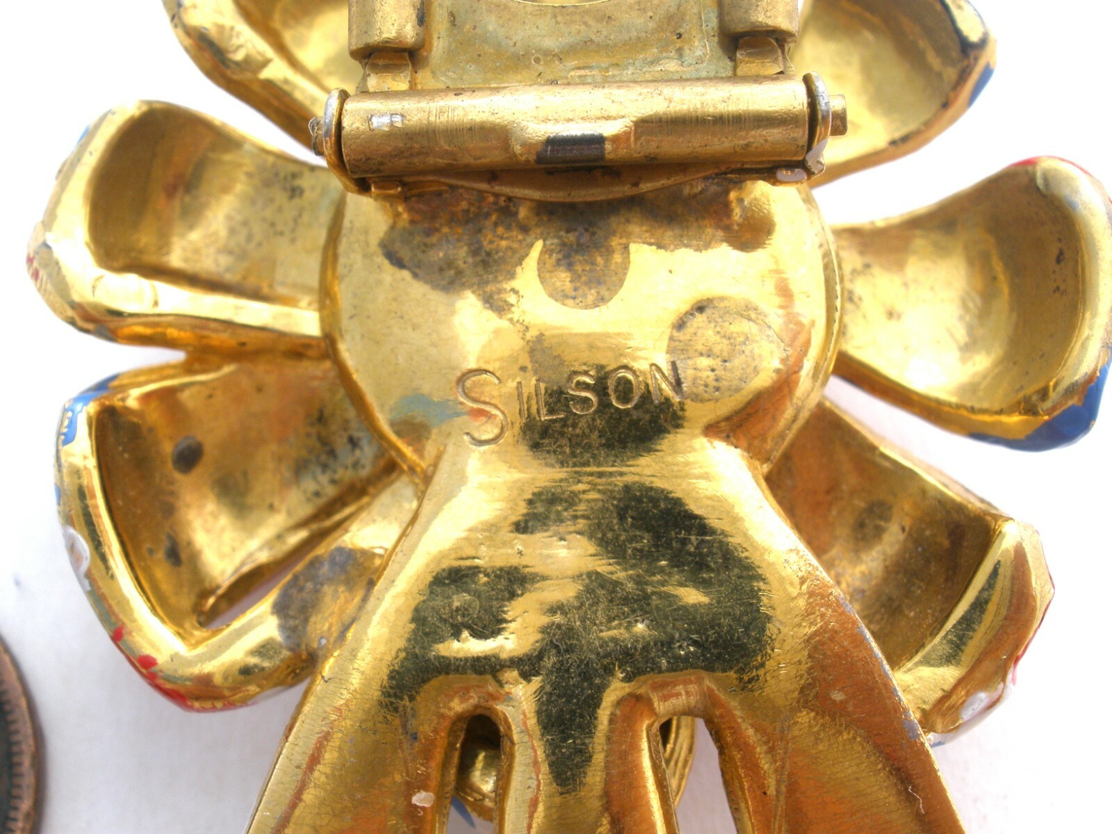 RARE SILSON FRENCH COCKADE FUR CLIP PIN WWII VINTAGE ENAMEL RED WHITE ...