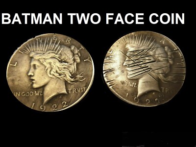 Two Face BATMAN Coin Harvey Dent Double Sided Heads SCRATCHED ON ONE ...