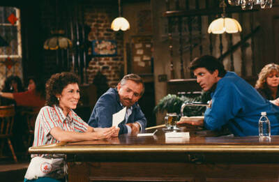 Rhea Perlman as Carla Tortelli John Ratzenberger on Cheers 1985 Old Tv ...