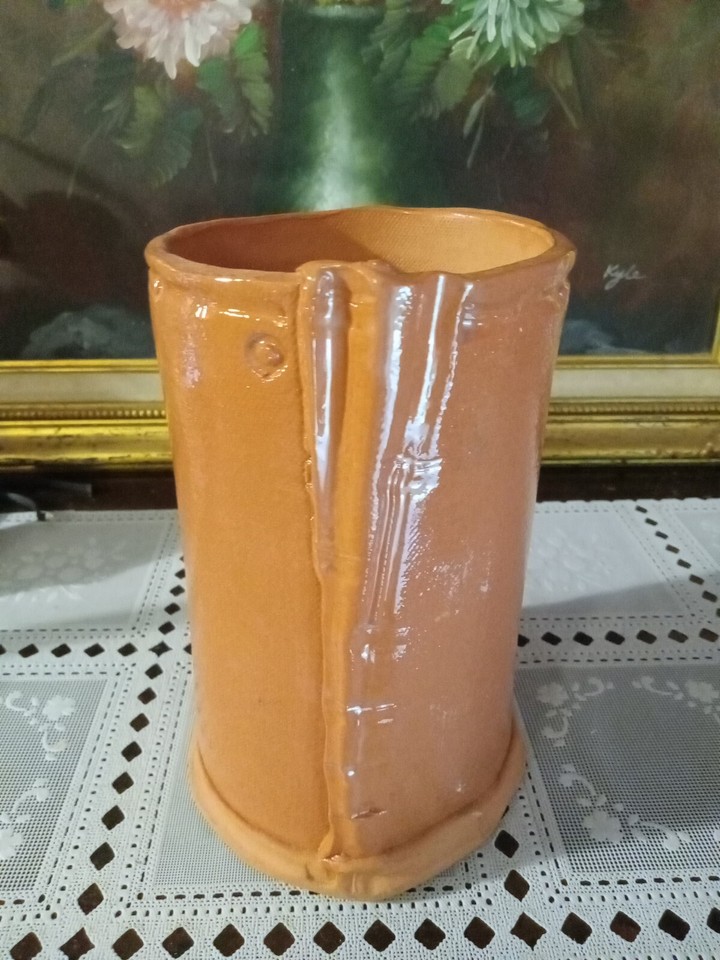 Hand Turned And Decorated Red Clay Art Pottery Vase Or Jar Signed 7.5 ...