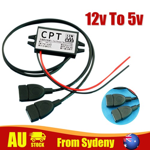 12V Step Down To 5V Converter Module 3A 15W Dual-USB Output Power ...